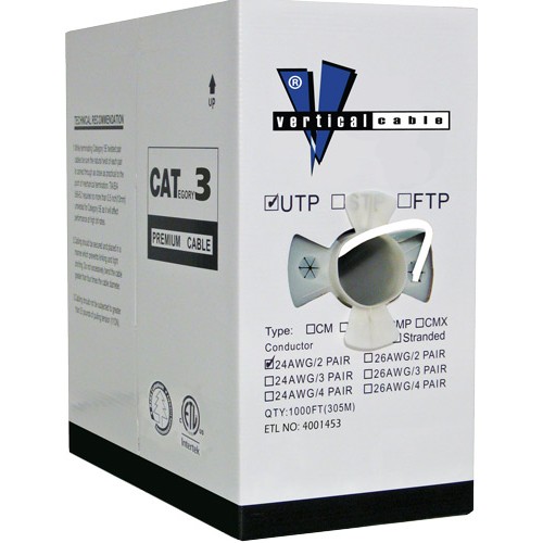 CAT3 UTP 1000FT 6C, GRAY-PVC